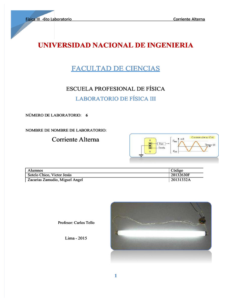 PDF Laboratorio 6 Uni Fisica 3 Compress | PDF | Corriente alterna | Inductor
