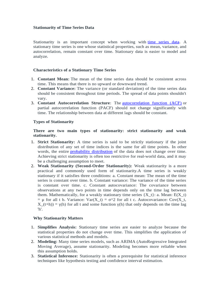 Stationarity of Time Series Data | PDF | Stationary Process | Time Series