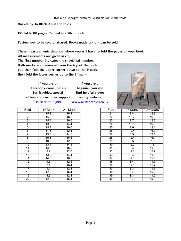 Rocket 310 Pages 20cm by Jo Black All in The Folds | PDF