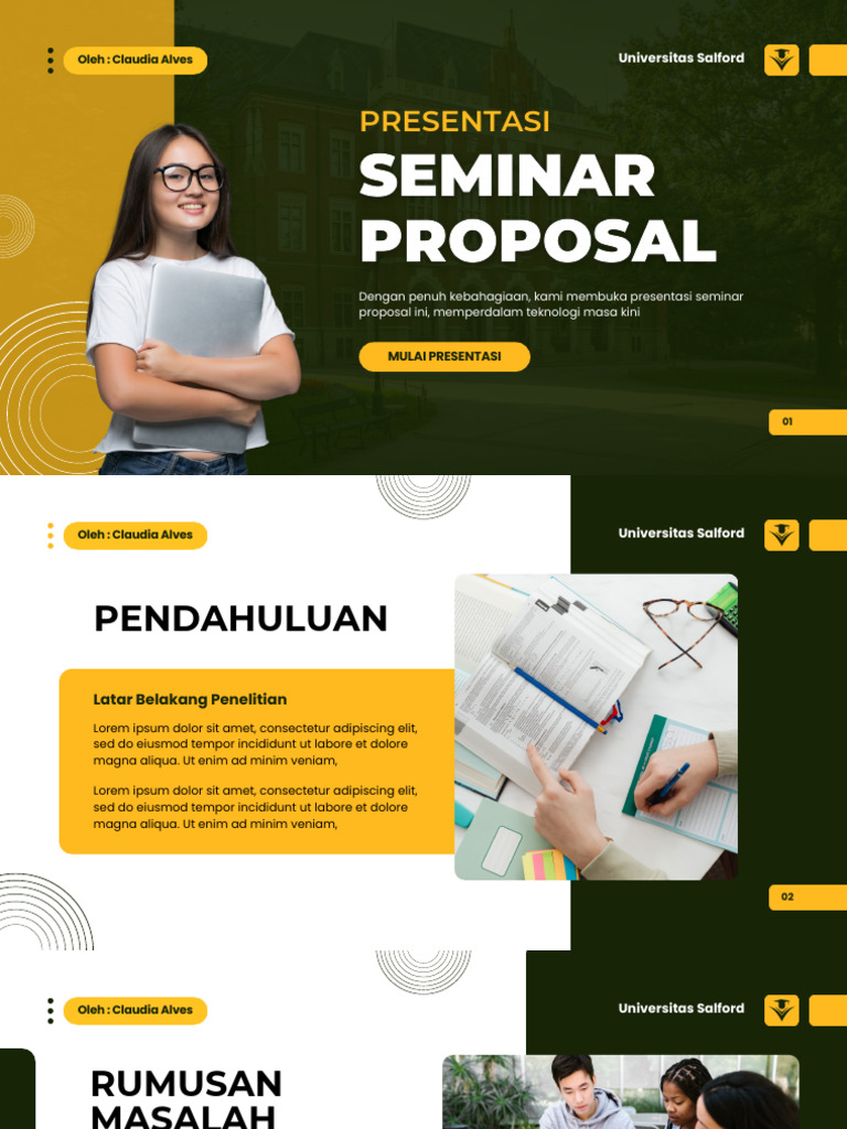 Presentasi Seminar Proposal Modern Kuning Hijau Tua | PDF