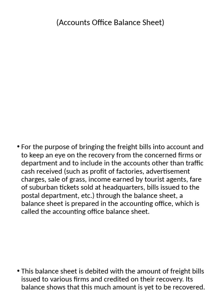 Accounting Office Balance Sheet Overview | PDF