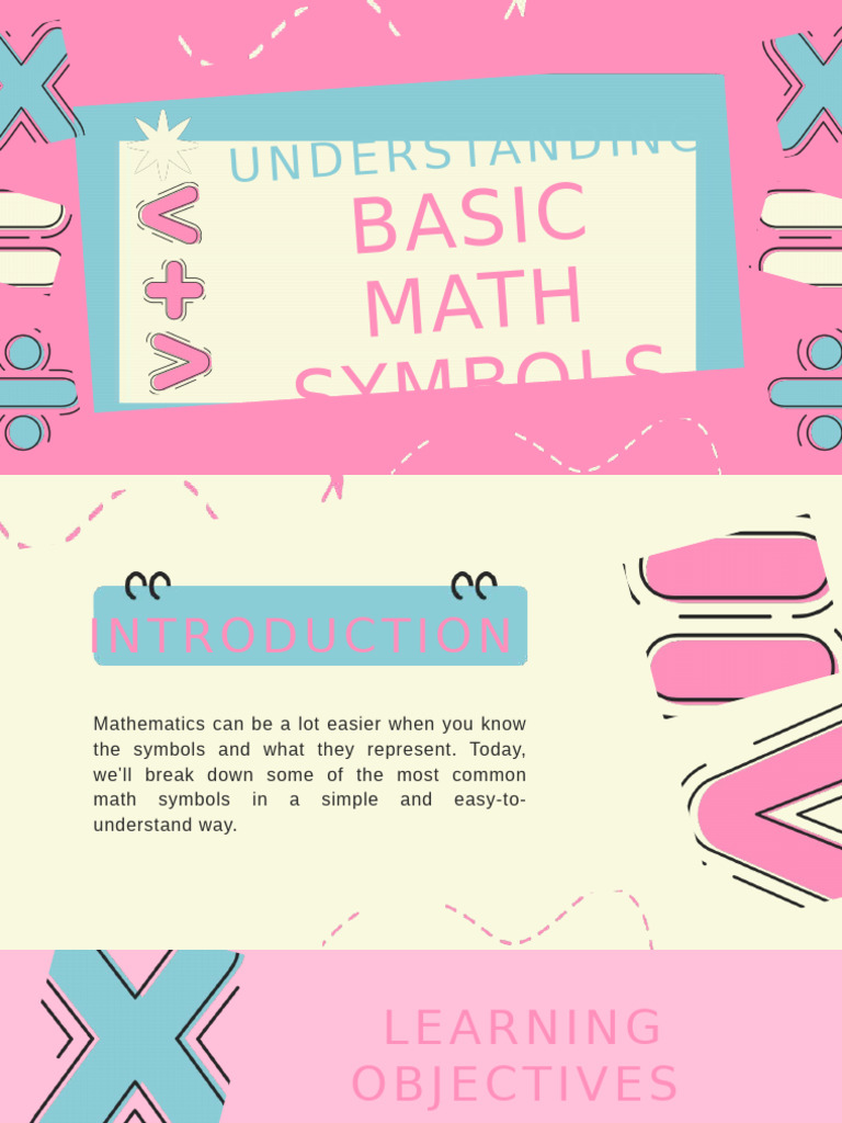 Learning Basic Math Symbol Presentation in Pink Playful Style | PDF ...