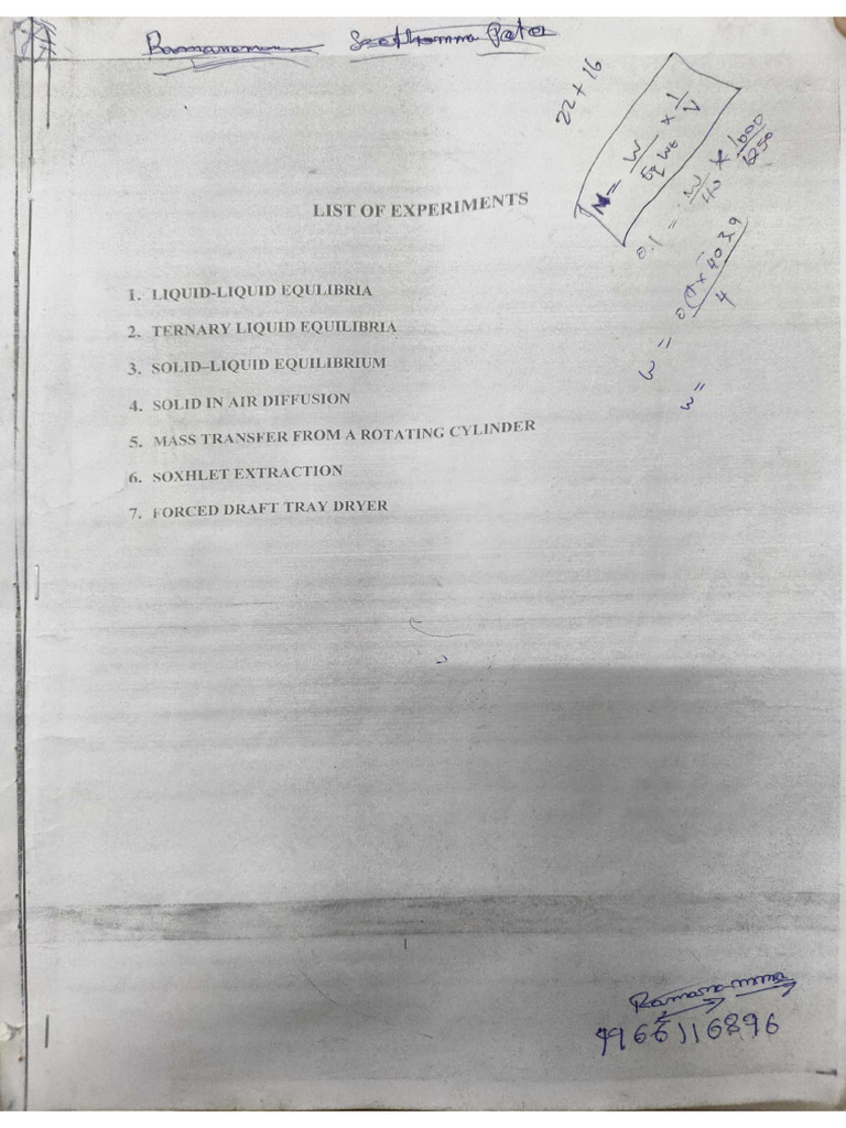 Mass Transfer 2 Lab Manual | PDF