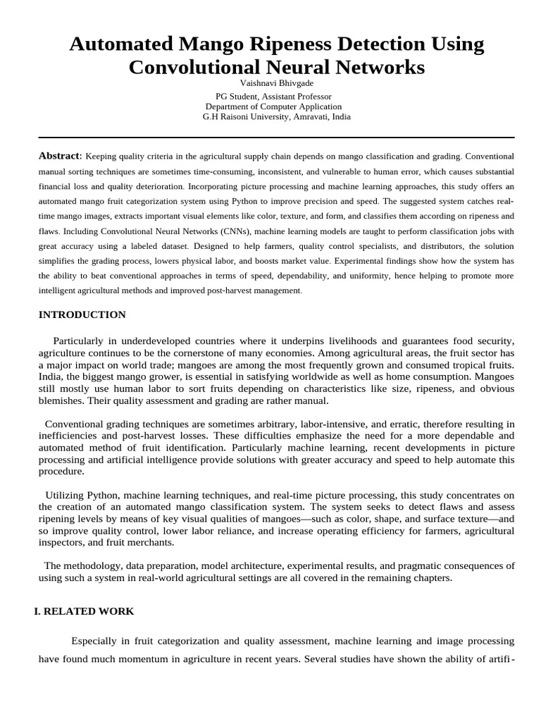 Automated Mango Fruit Classification Using Python (Research Paper) Vaishnavi Bhivgade | PDF ...