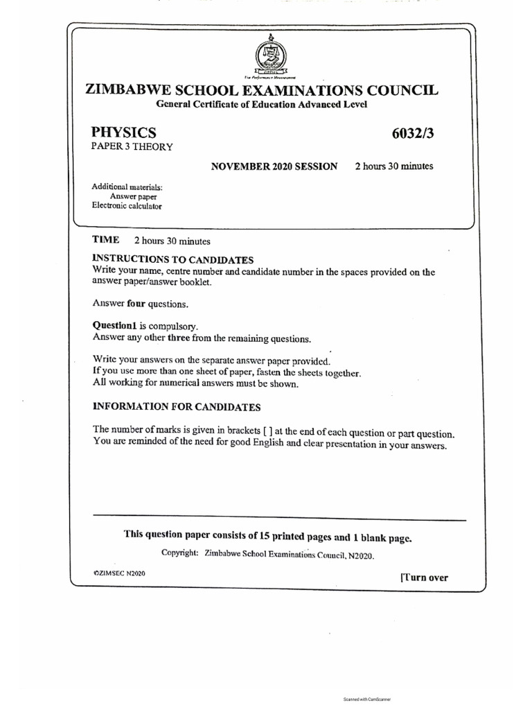 QP 2020 Nov Physics 6032-P3-1 | PDF