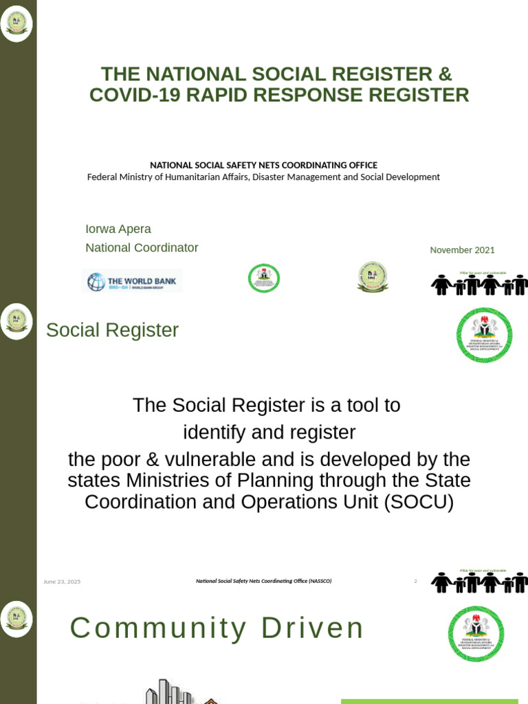 The National Social Register & Covid-19 Rapid Response Reister | PDF ...