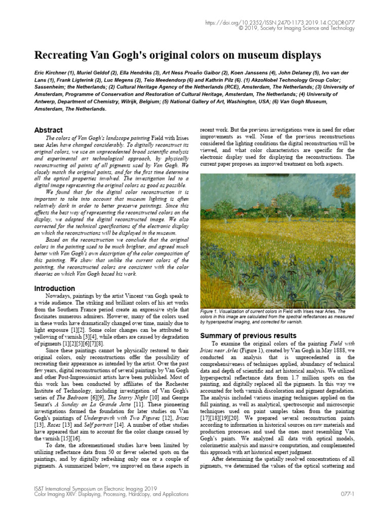 Van Gogh Color Reconstruction | PDF | Color | Pigment