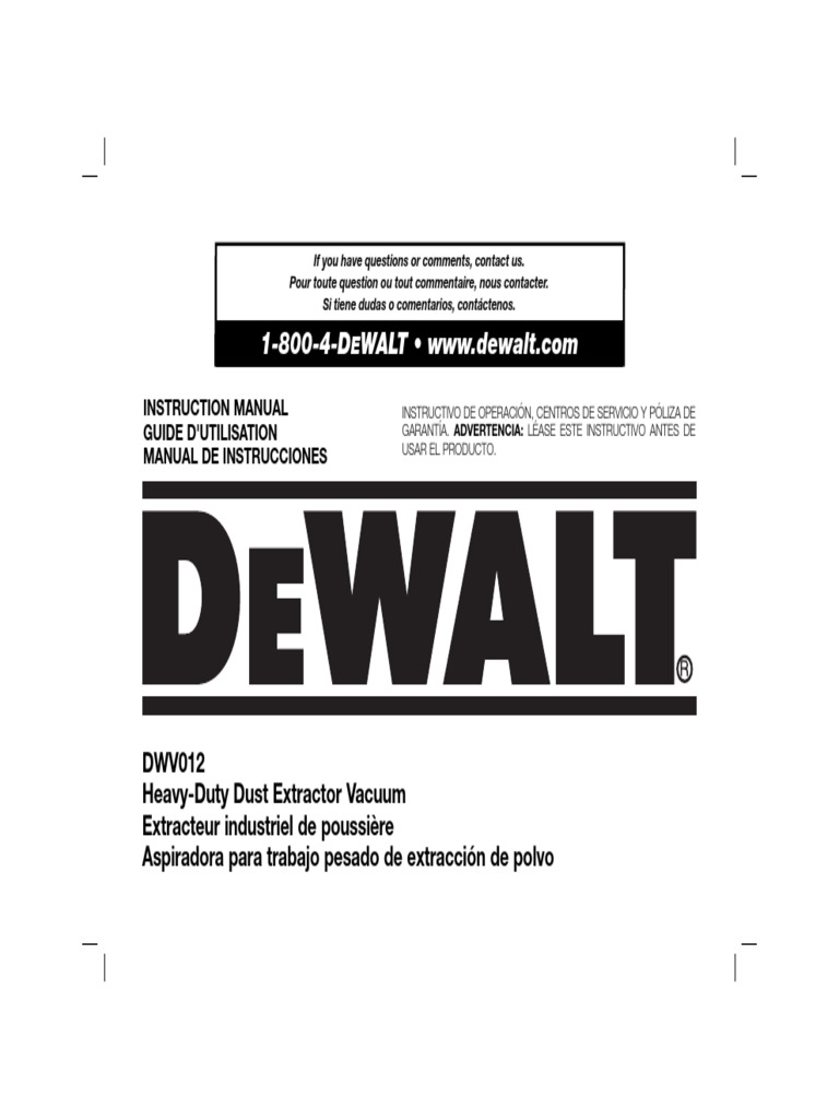 DWV012 Instruction Manual | PDF | Vacuum Cleaner