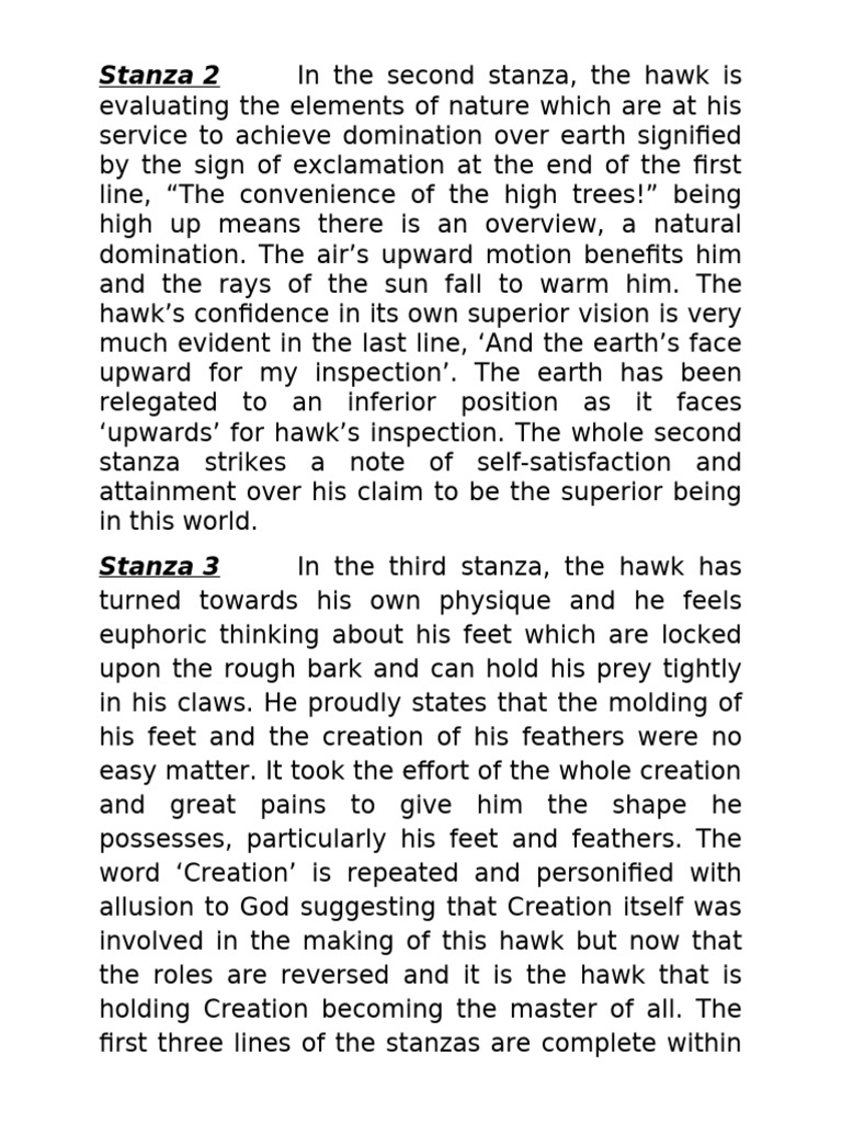 Hawk Roosting Notes 1 | PDF