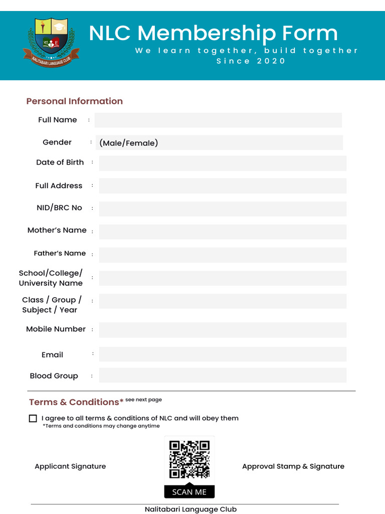 NLC - Membership From - 2025 | PDF
