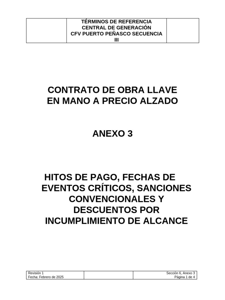 S6 Anexo 3 Hitos de Pago Sec III Ant. 0 | PDF | Fotovoltaica