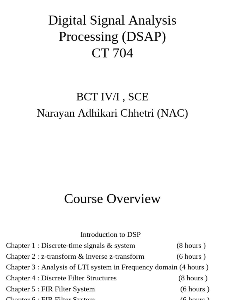 Introduction To DSP | PDF | Digital Signal Processing | Analog To ...