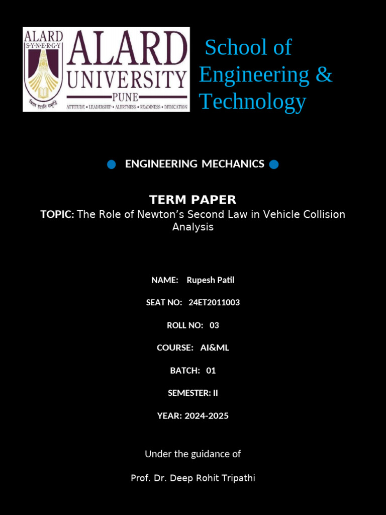 Engineering Mechanics TERM PAPER First Page (1) Rupesh | PDF | Force ...