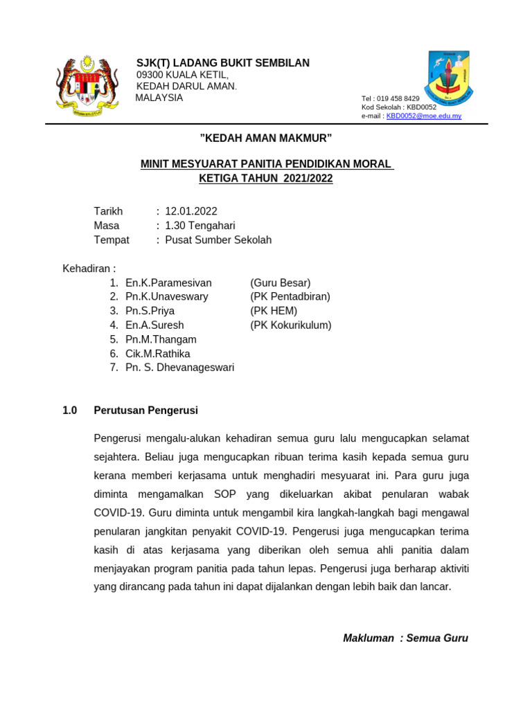 Minit Mesy Pendidikan Moral 3 2021 | PDF