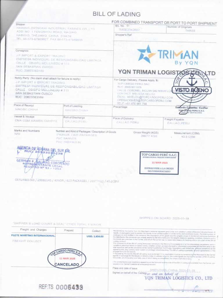 C. Bill of Lading Conoc de Embarque124 | PDF