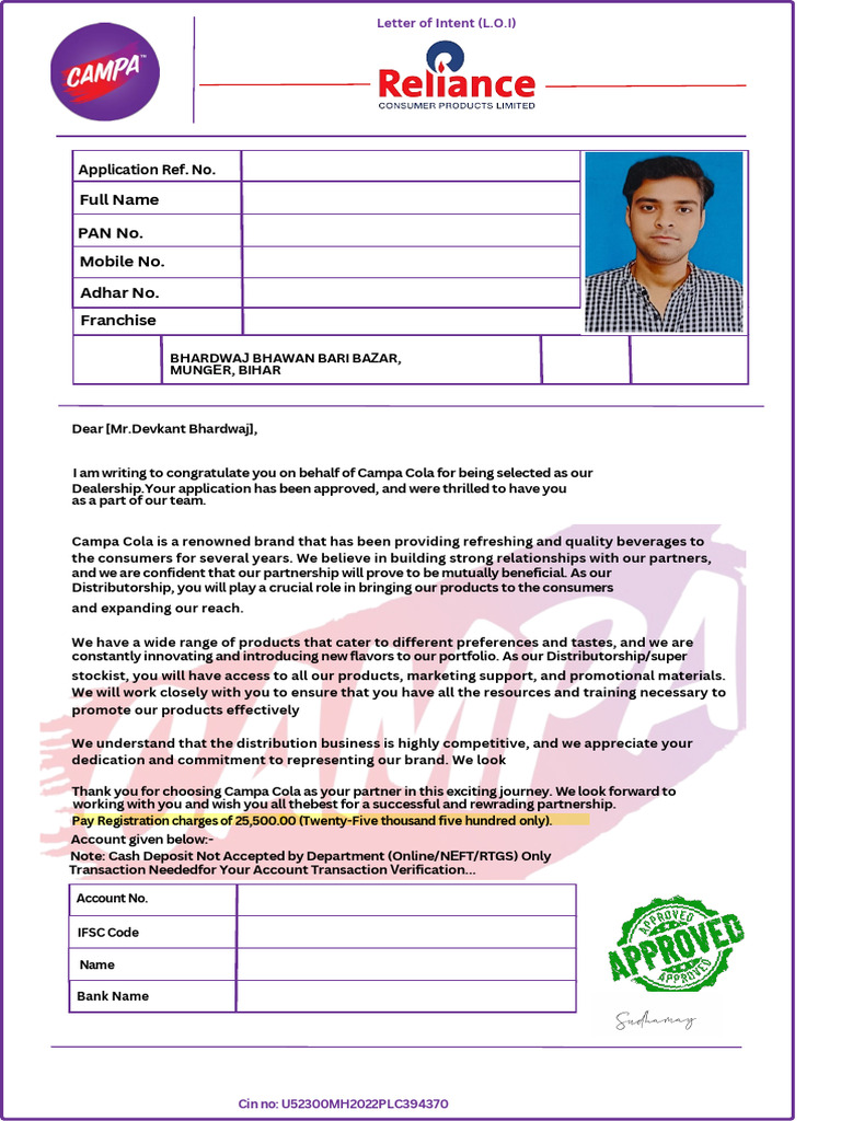 Letter of Intent MR - Devkant Bhardwaj | PDF | Business