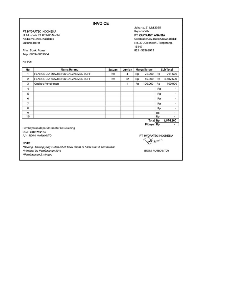 Pt. Karya Inti Ananta 17-05-25 | PDF