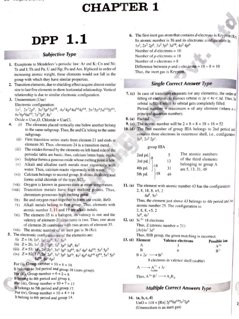(@urstrulyrm) Cengage Inorgani Chemistry - 1 DPP Solution | PDF