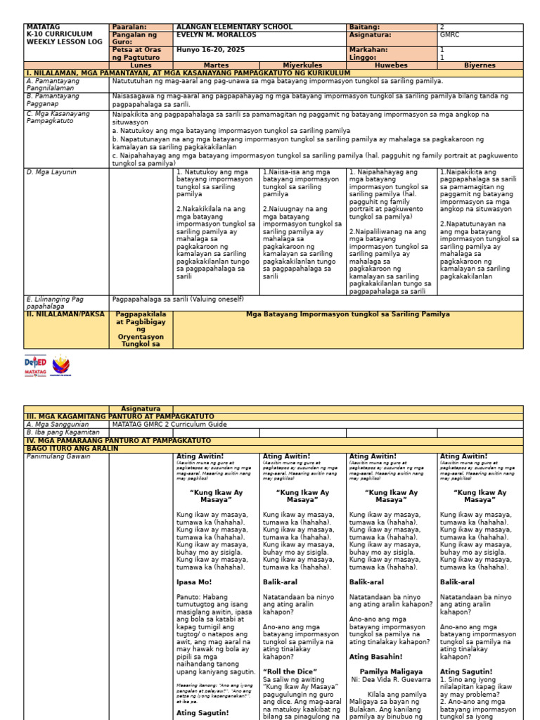 DLL GMRC2 Q1 Week1 | PDF