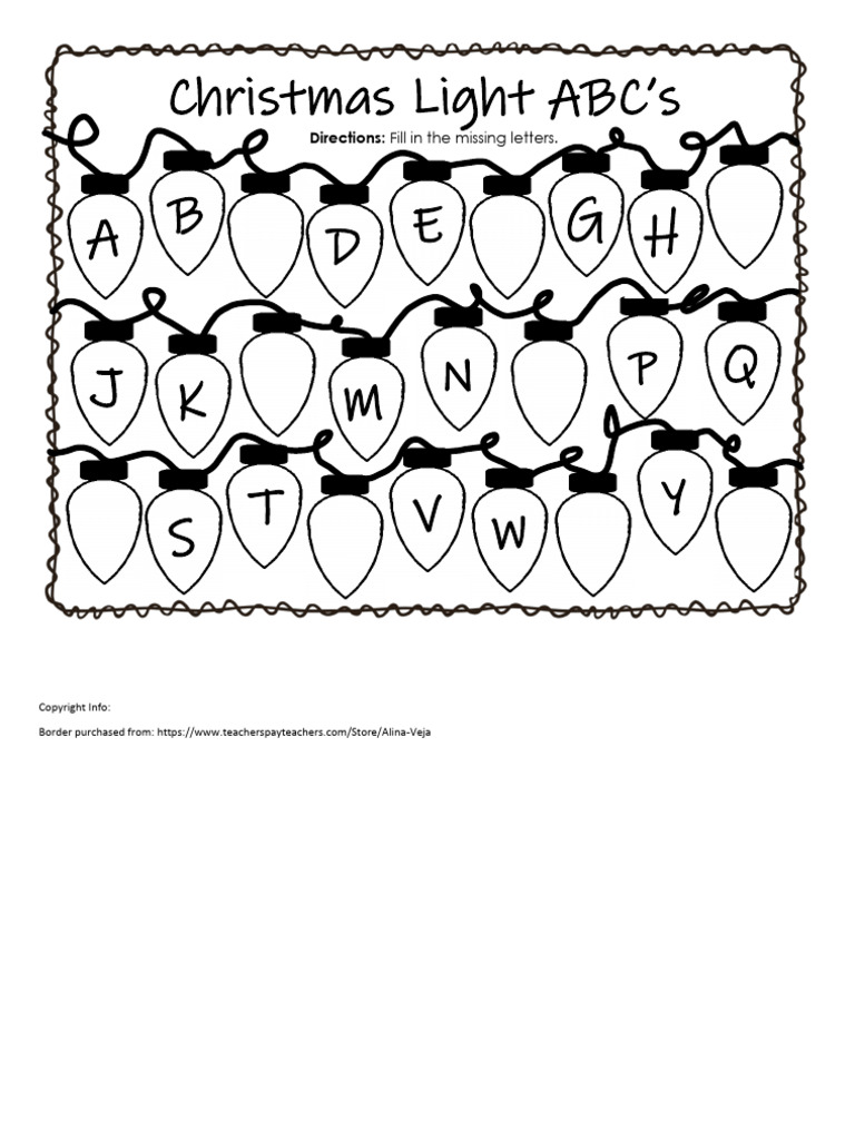 Christmas Light ABC A B D E G H J K M N P Q S T V W Y: Directions | PDF