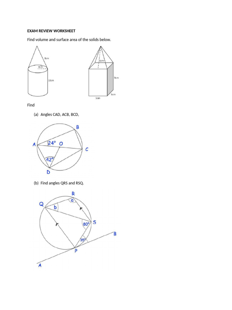 Review Worksheet G9 | PDF