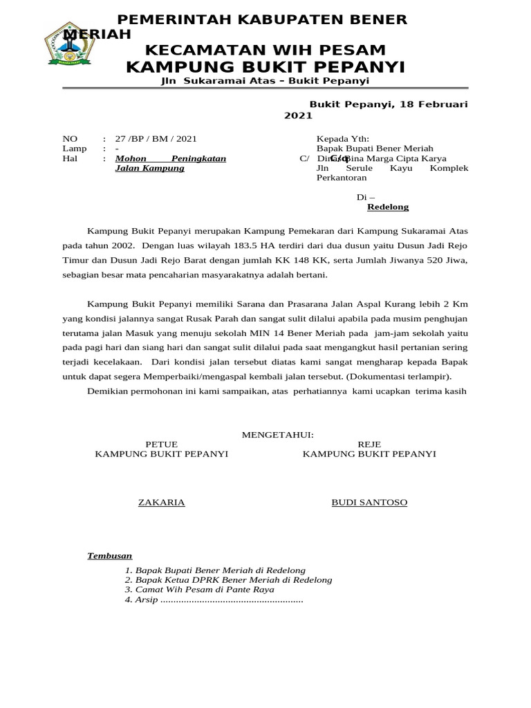 Contoh Proposal Pengaspalan Jalan | PDF
