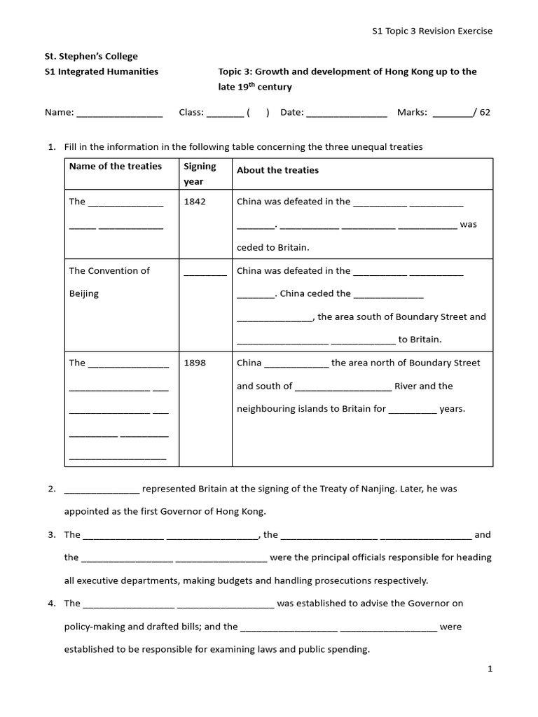 S1 History Revision: Hong Kong Growth | PDF | Hong Kong | China