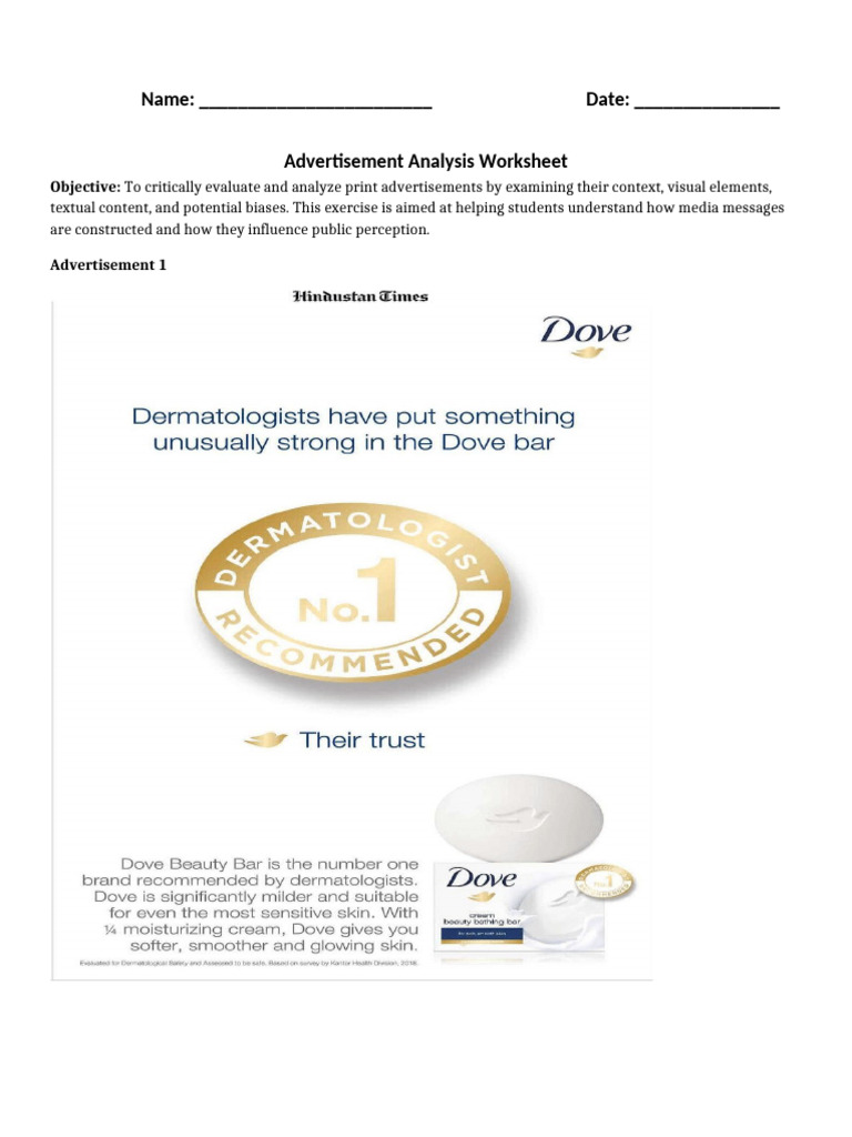 Advertisement Analysis Worksheet. | PDF | Advertising | Bias