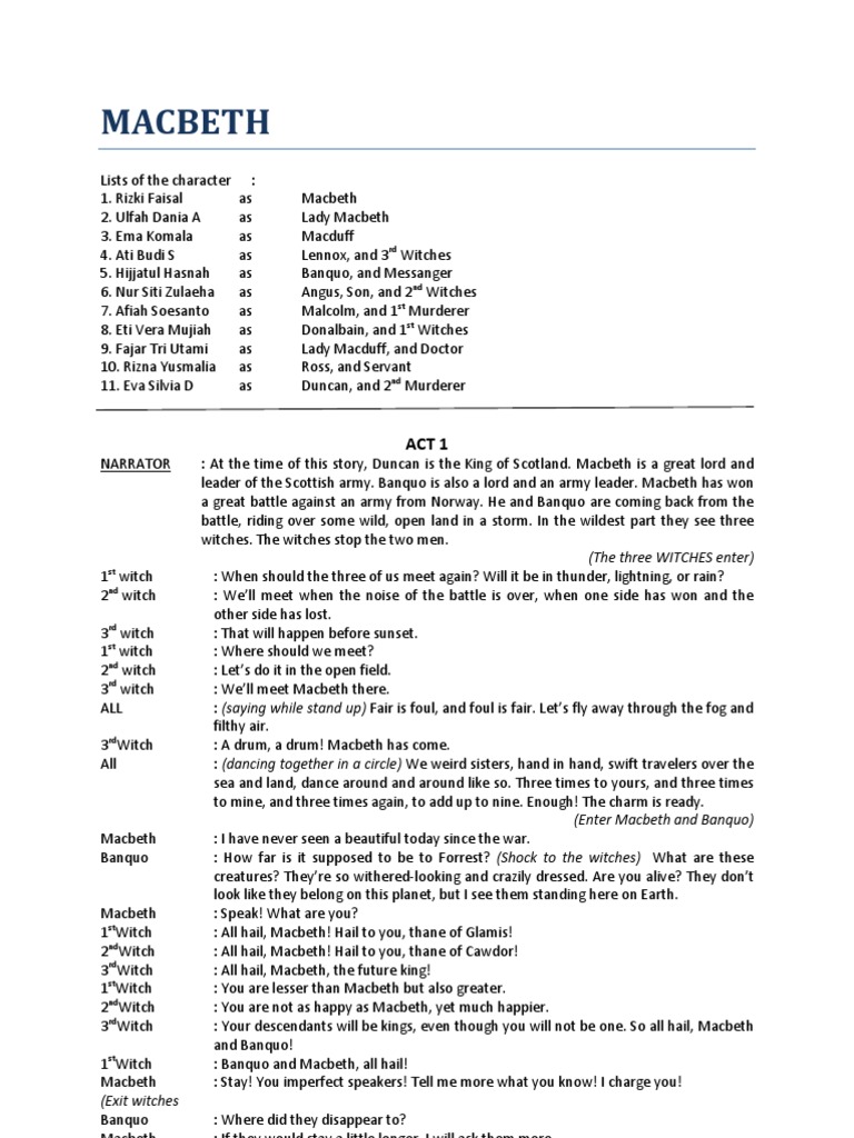 Literary-Naskah Macbeth (FINISH) | PDF | Macbeth | Tragedy Plays