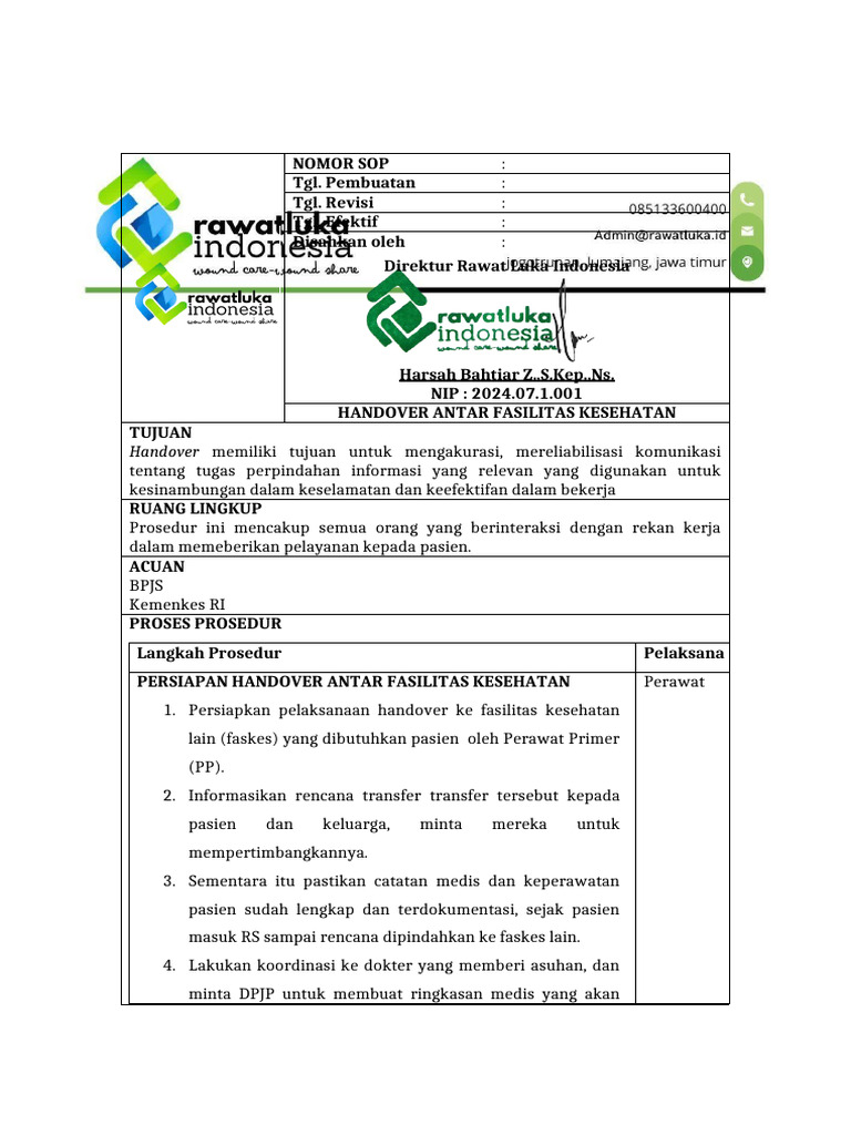 Sop Handover Antar Fasilitas Kesehatan | PDF