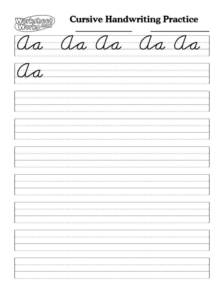 WorksheetWorks Cursive Handwriting Practice 1 | PDF