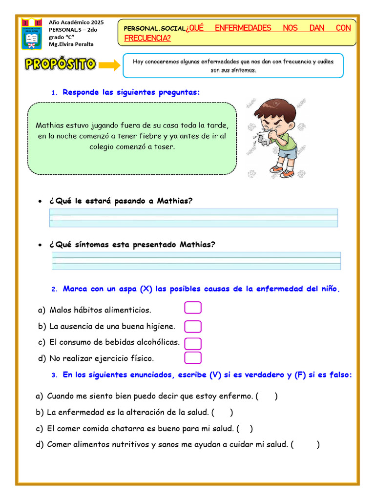 Ficha PS Que Enfermedades Nos Dan Con Frecuencia 16-06-25 | PDF | Especialidades Medicas ...