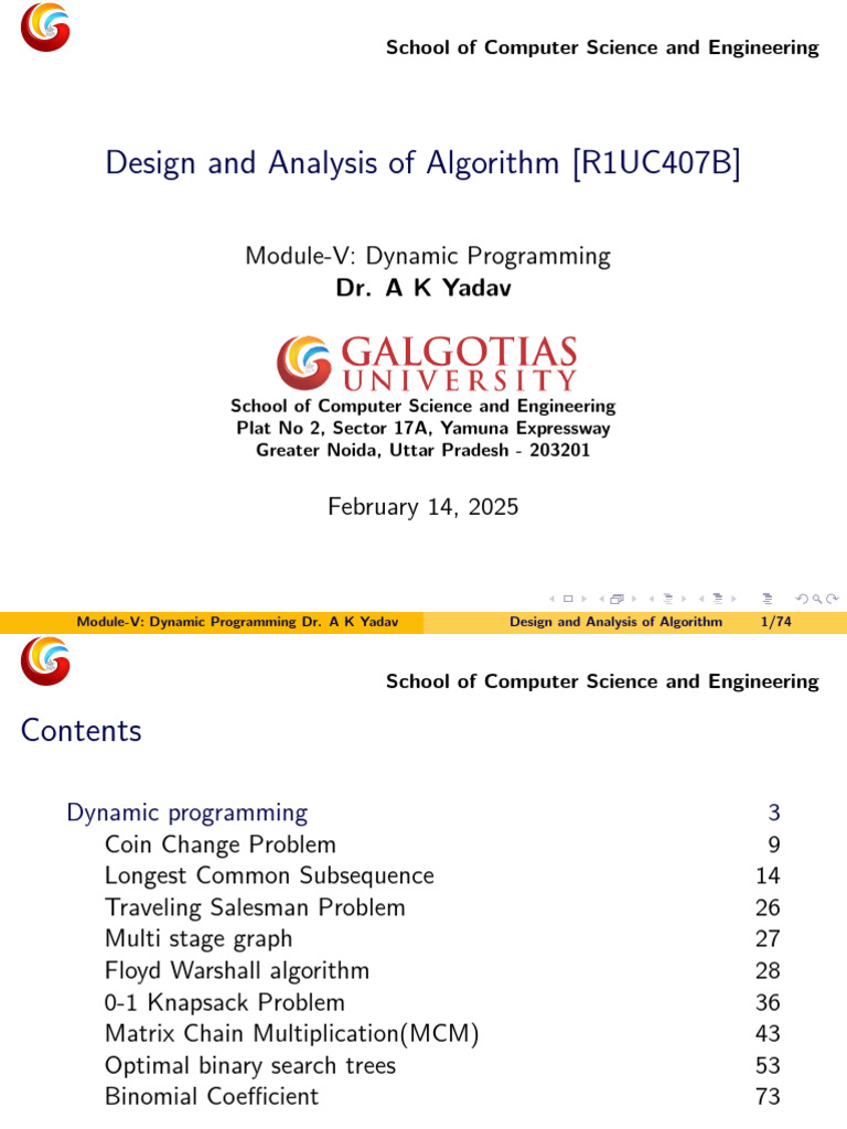 DAA E-Content - Module 5 Dynamic Programming | PDF | Dynamic Programming | Vertex (Graph Theory)