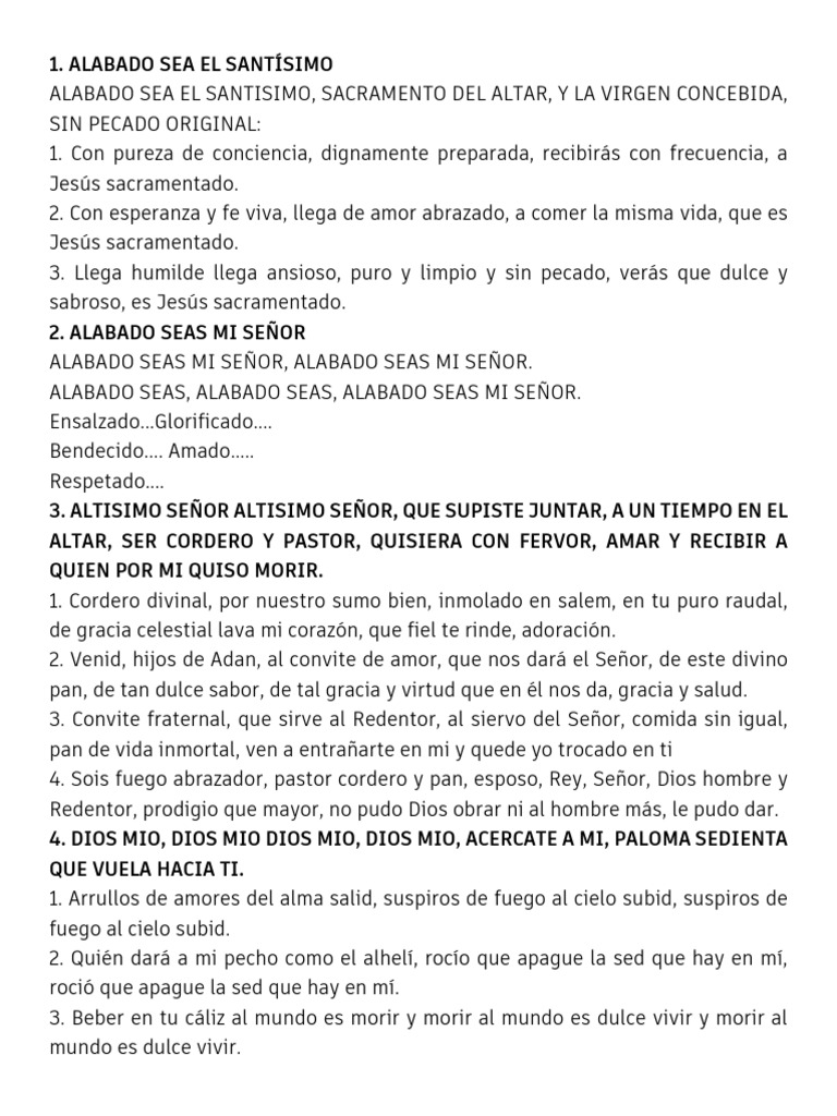 Cantos Al Santísimo Sacramento Pdf Eucaristía Cristo Título