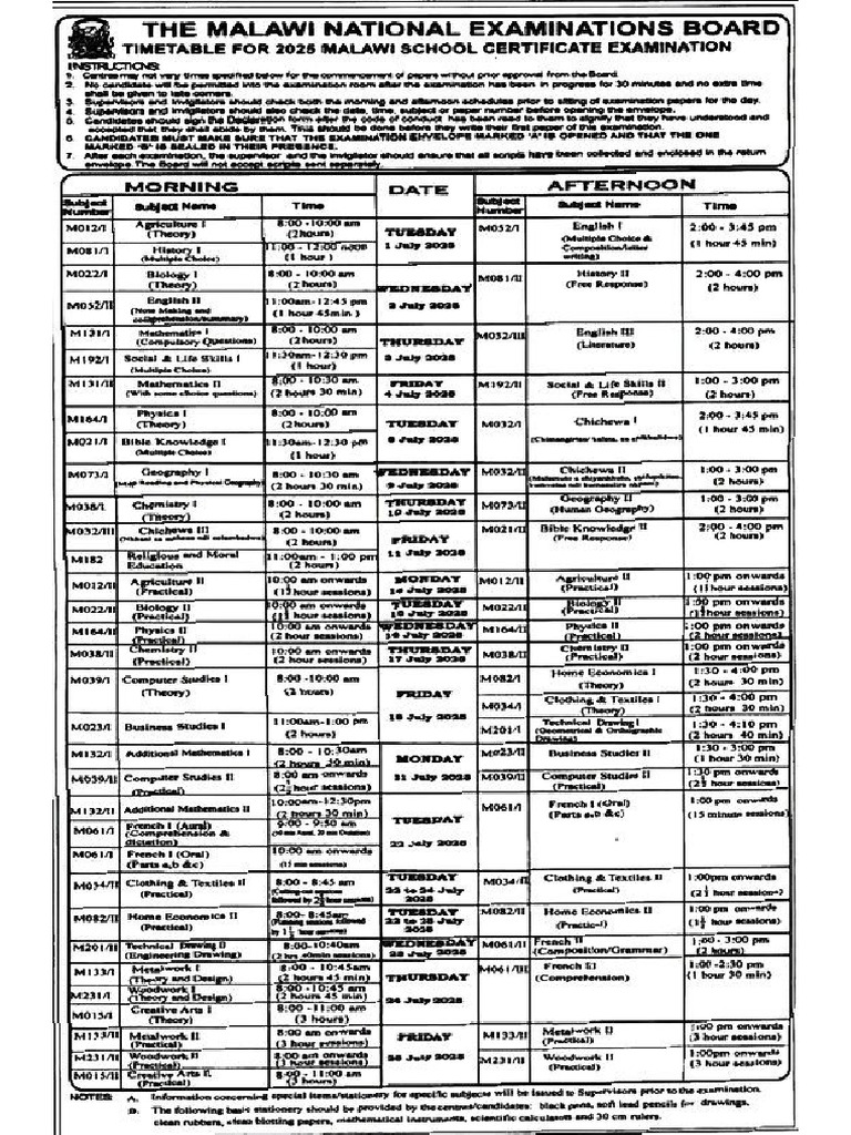 MSCE Timetable | PDF