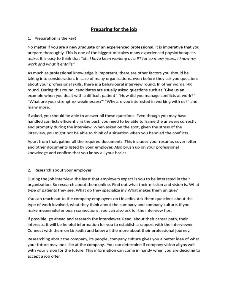 Preparing For The Job - 250 - PT 1107-M - 23-11-2024 | PDF | Job Interview