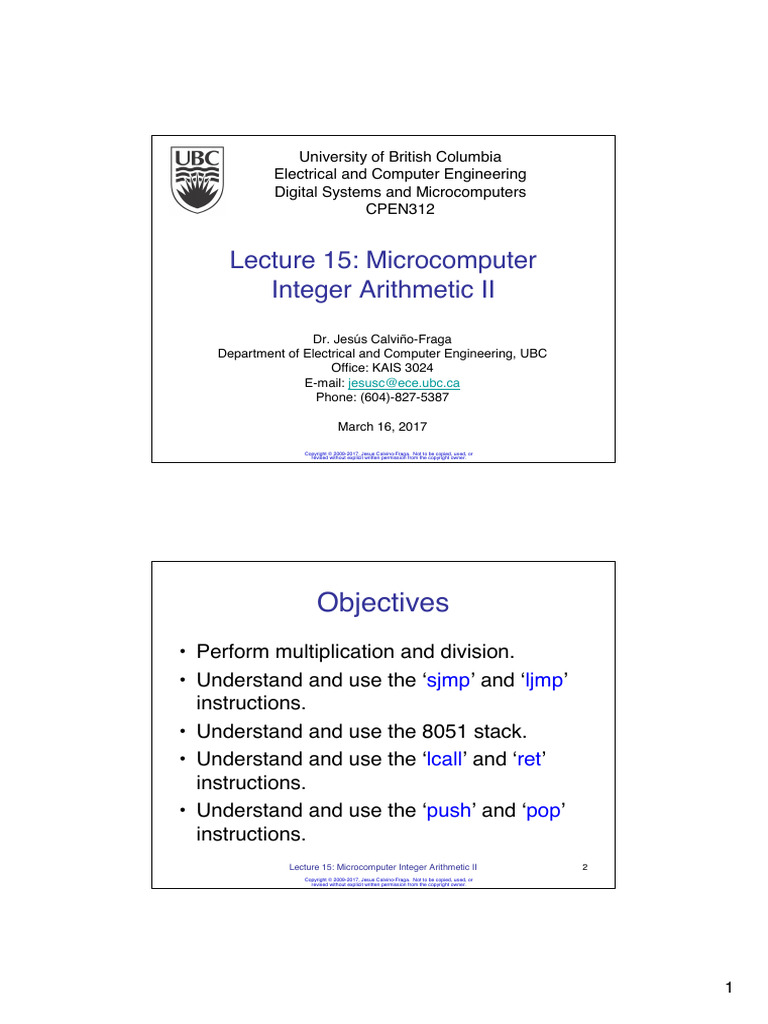 L15_Microcomputer Integer Arithmetic II | PDF | Multiplication | Pointer (Computer Programming)