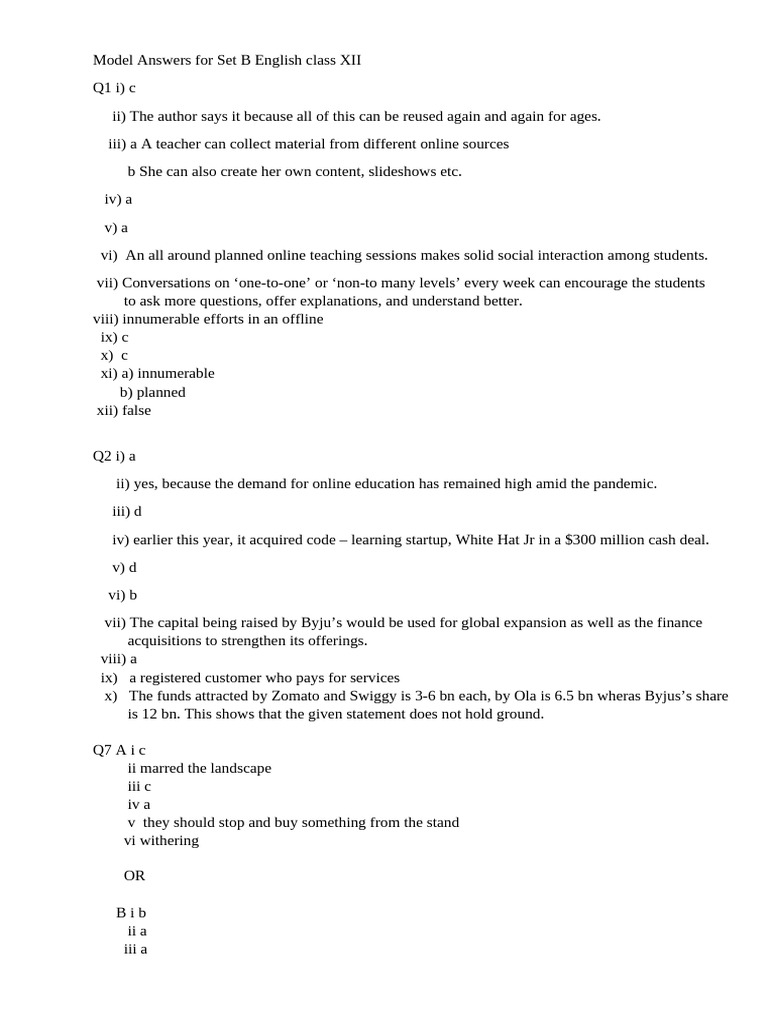 Class Xii Pb-I English Set-B Ak | PDF