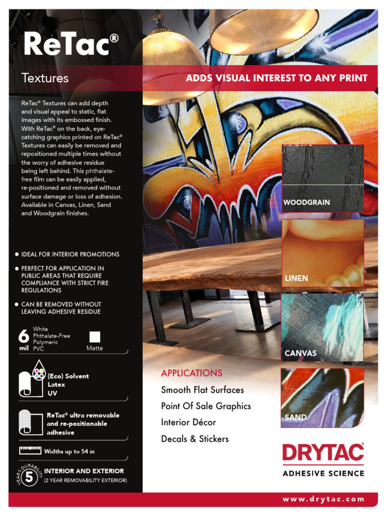 Drytac ReTac Textures NA Literature 7 | PDF | Adhesive | Materials