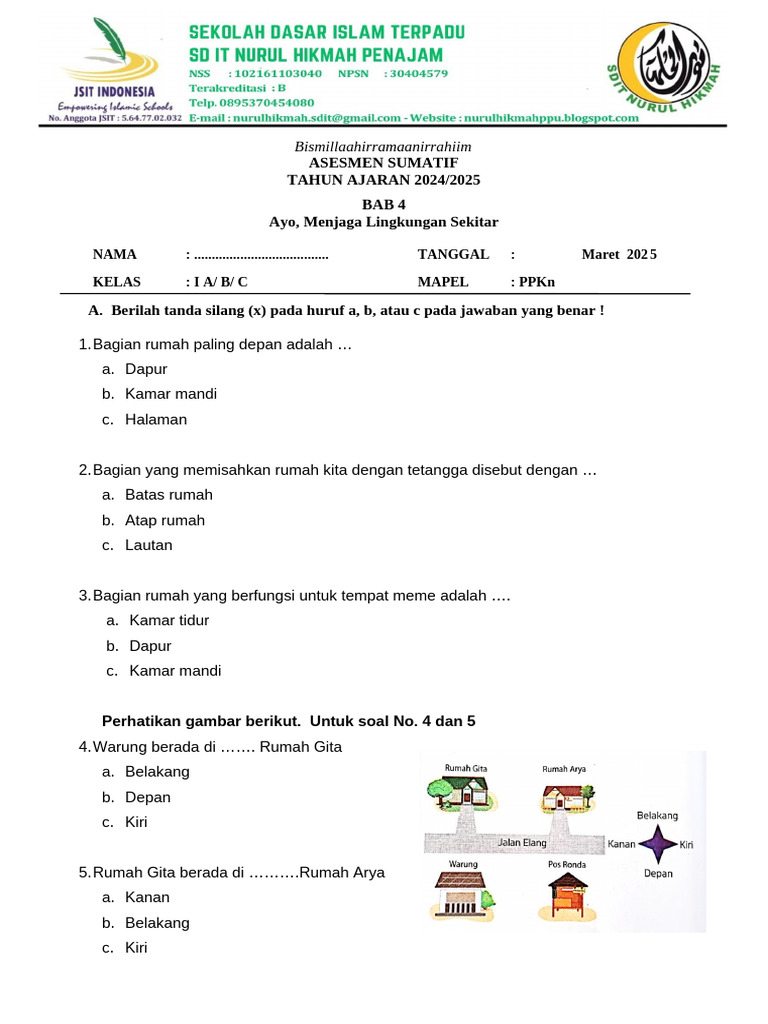 Penilaian Harian PPKN Bab. 4 Bagian A & B | PDF