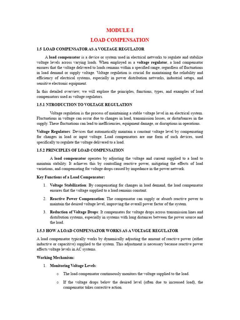 M-1.5 Load Compensator As A Voltage Regulator | PDF | Ac Power | Capacitor