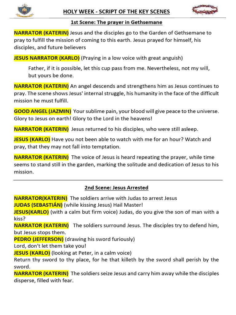 Key Scenes of Holy Week Script | PDF | Jesus | Barabbas