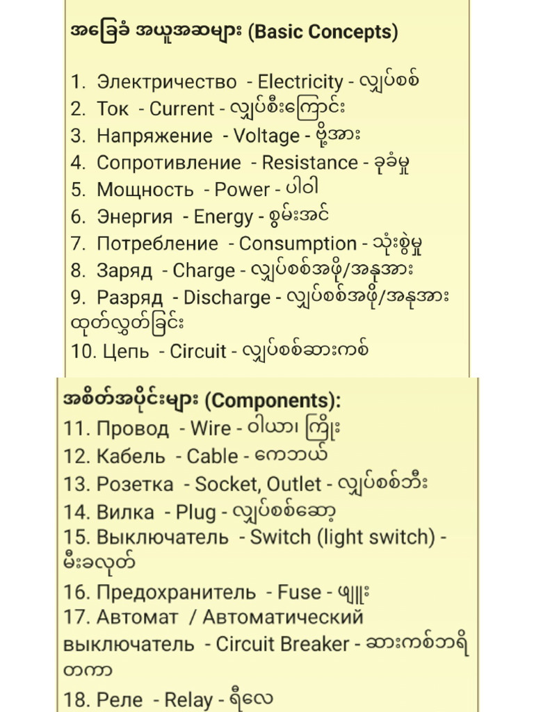 Electrical Words | PDF