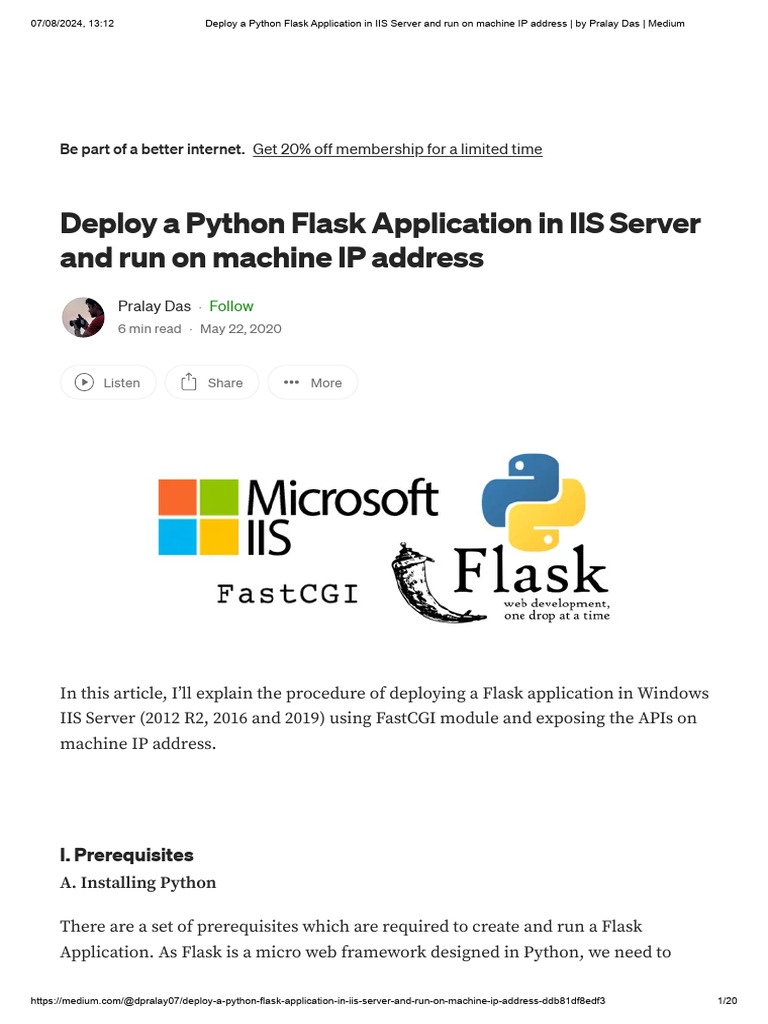 Deploy A Python Flask Application in IIS Server and Run On Machine IP Address - by Pralay Das ...