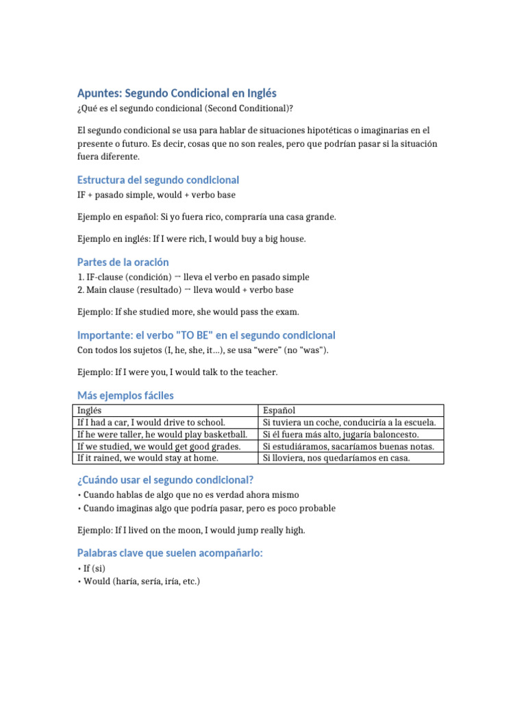 Segundo Condicional Ingles | PDF
