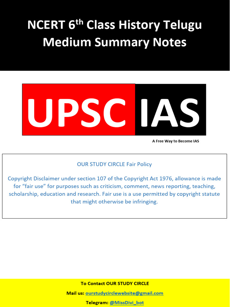 NCERT Telugu Notes 6th Class - History | PDF