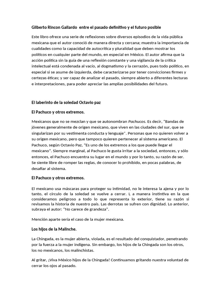 Gilberto Rincon Gallardo Entre El Pasado Definitivo y El Futuro Posible ...