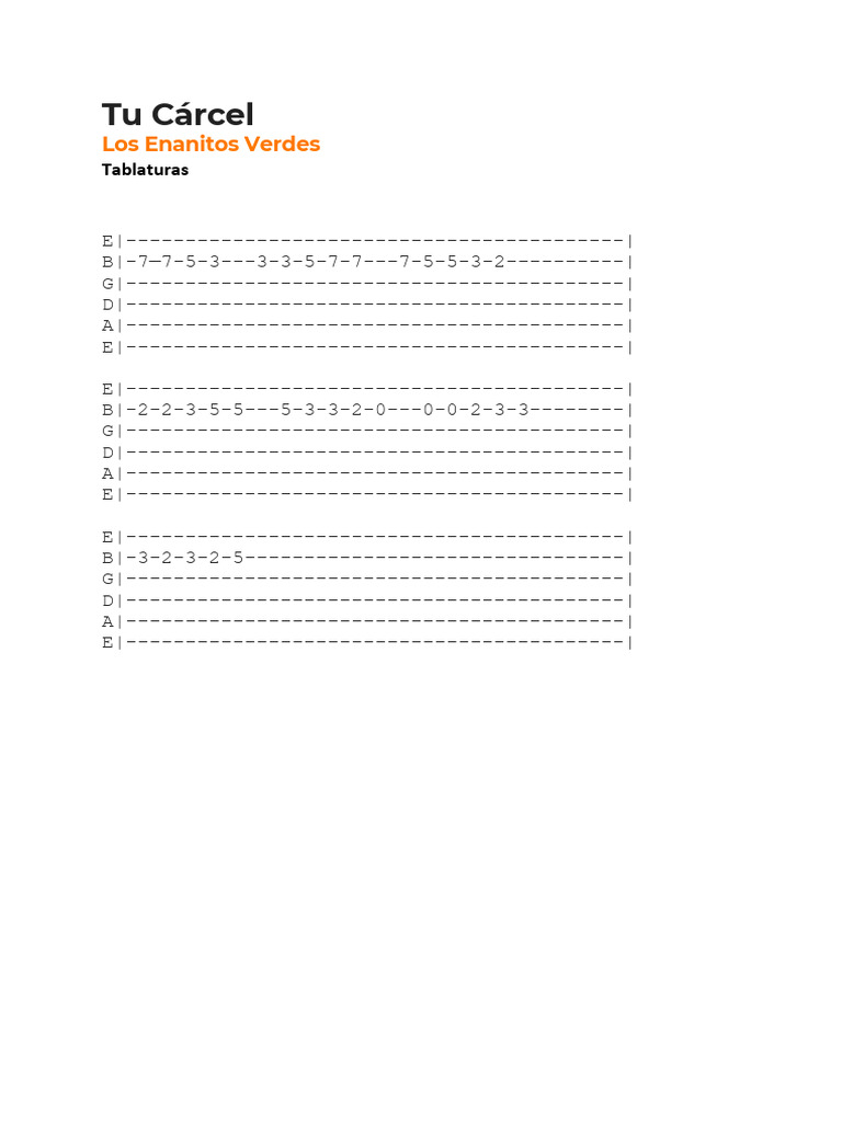 Tu Carcel - Enanitos Verdes - Tabs | PDF