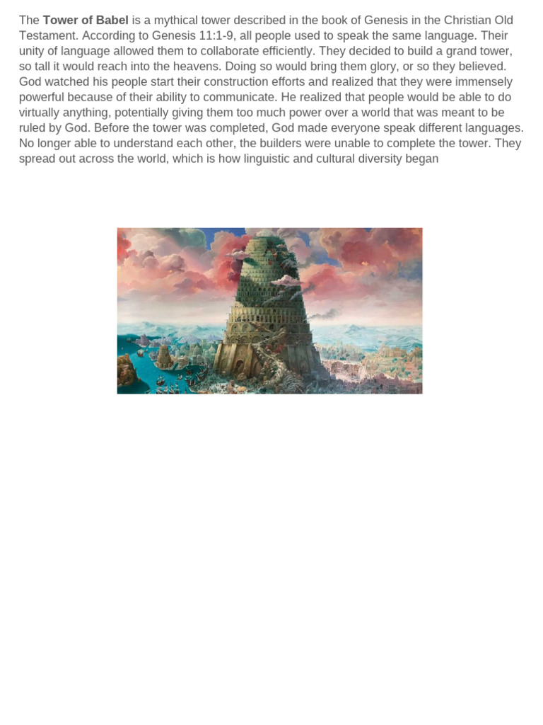The Tower of Babel: A Story of Unity | PDF