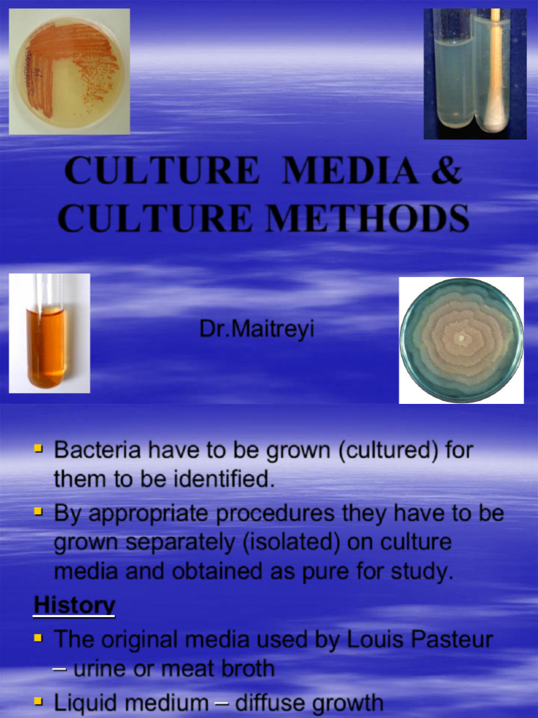 Culture Media Culture Methods - I Cloud. | PDF | Growth Medium | Agar